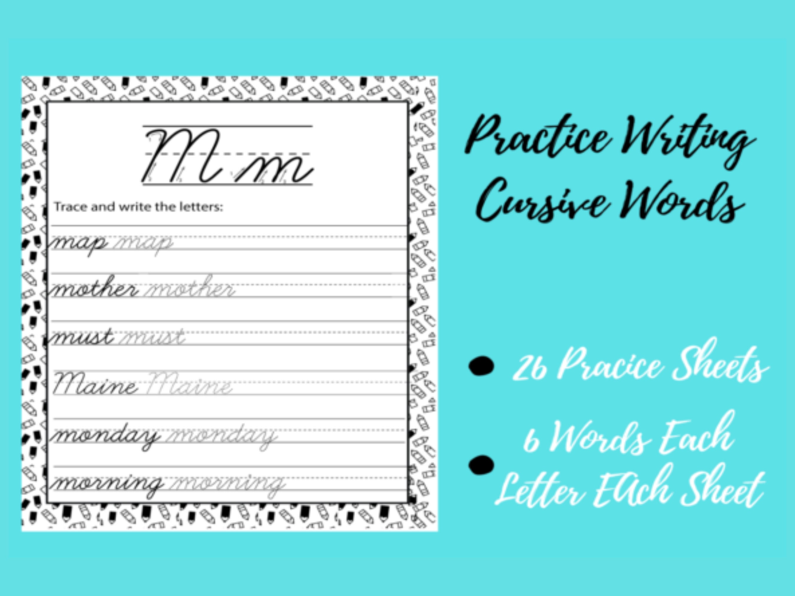 Printable American Cursive Handwriting Worksheets Practice Letters ...