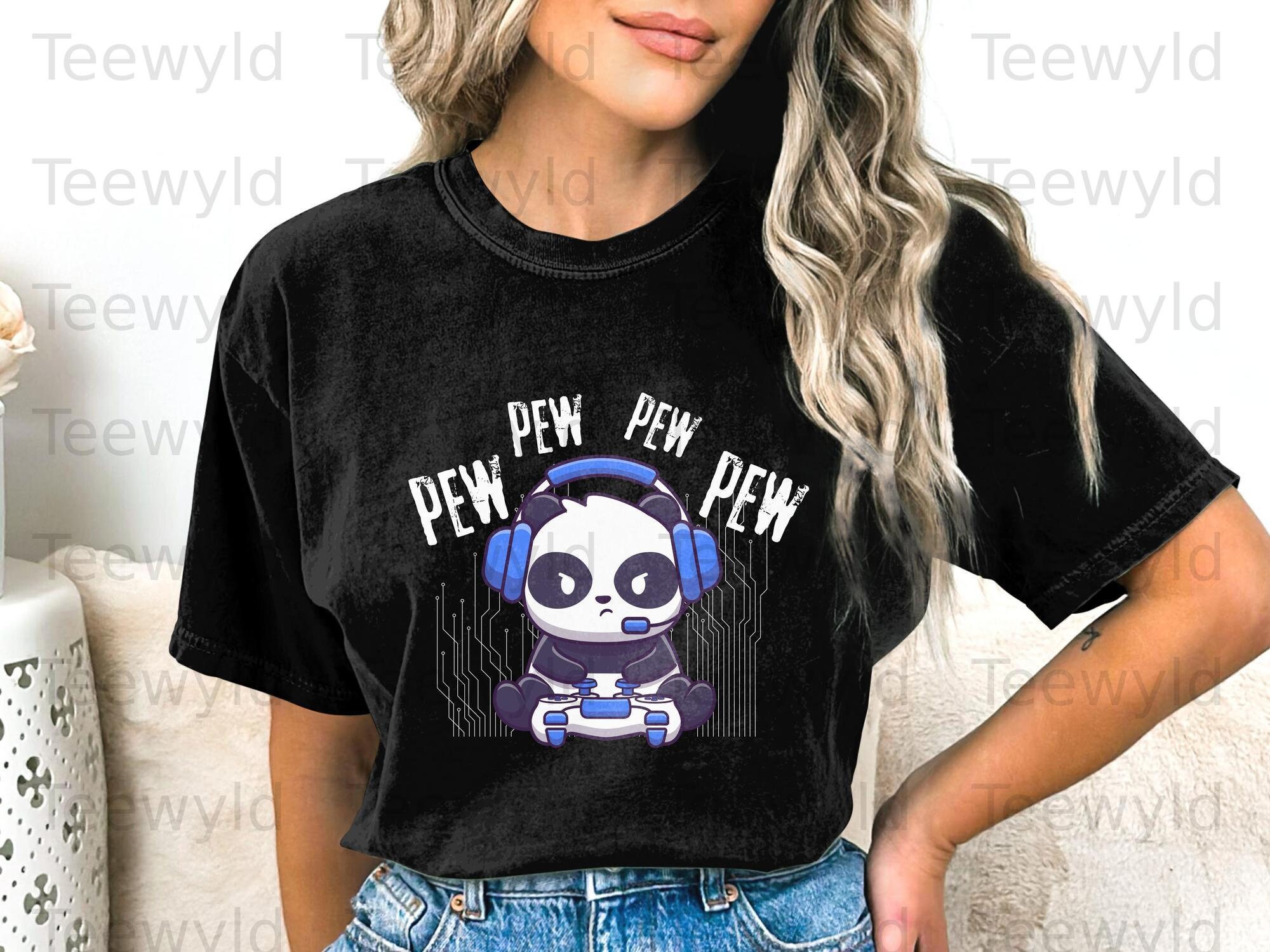 Instant Download Gaming Panda Video Gamer Pew Pew Pew Print on Demand T ...