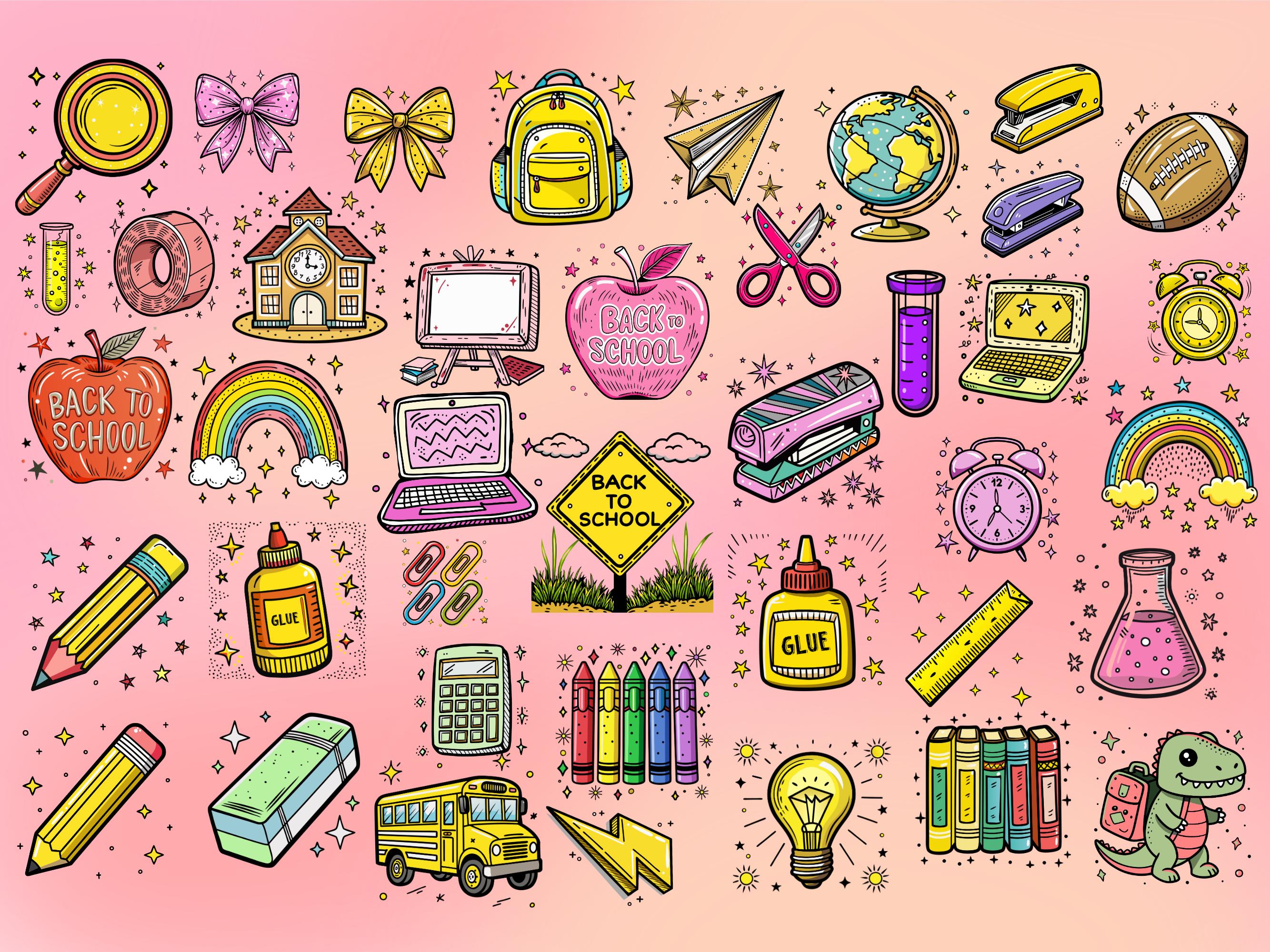 Groovy Back to School PNG SVG PSD Graphics Clipart Bundle - Etsy