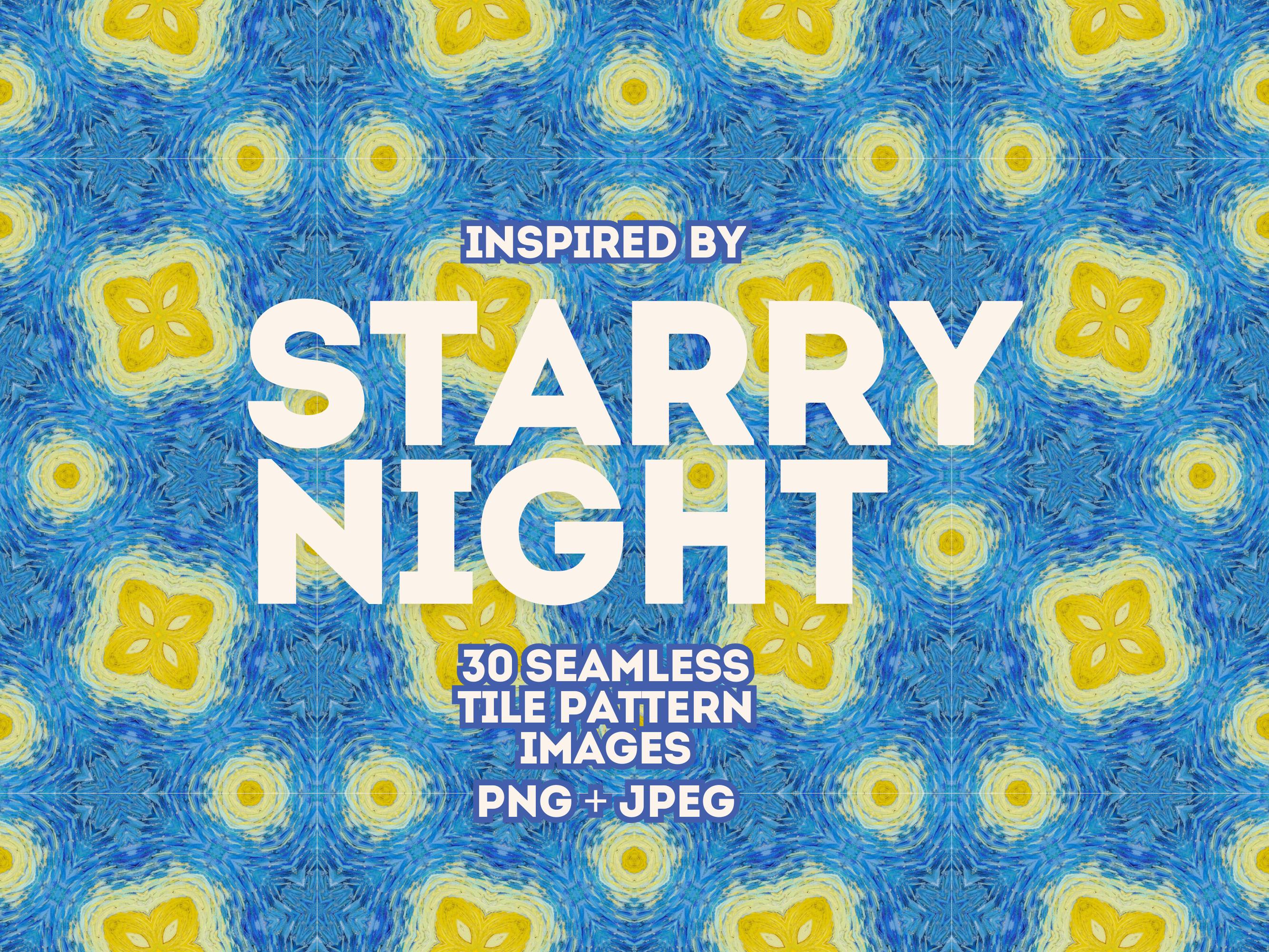30 Seamless Starry Night Van Gogh Inspired Tile Patterns Background ...