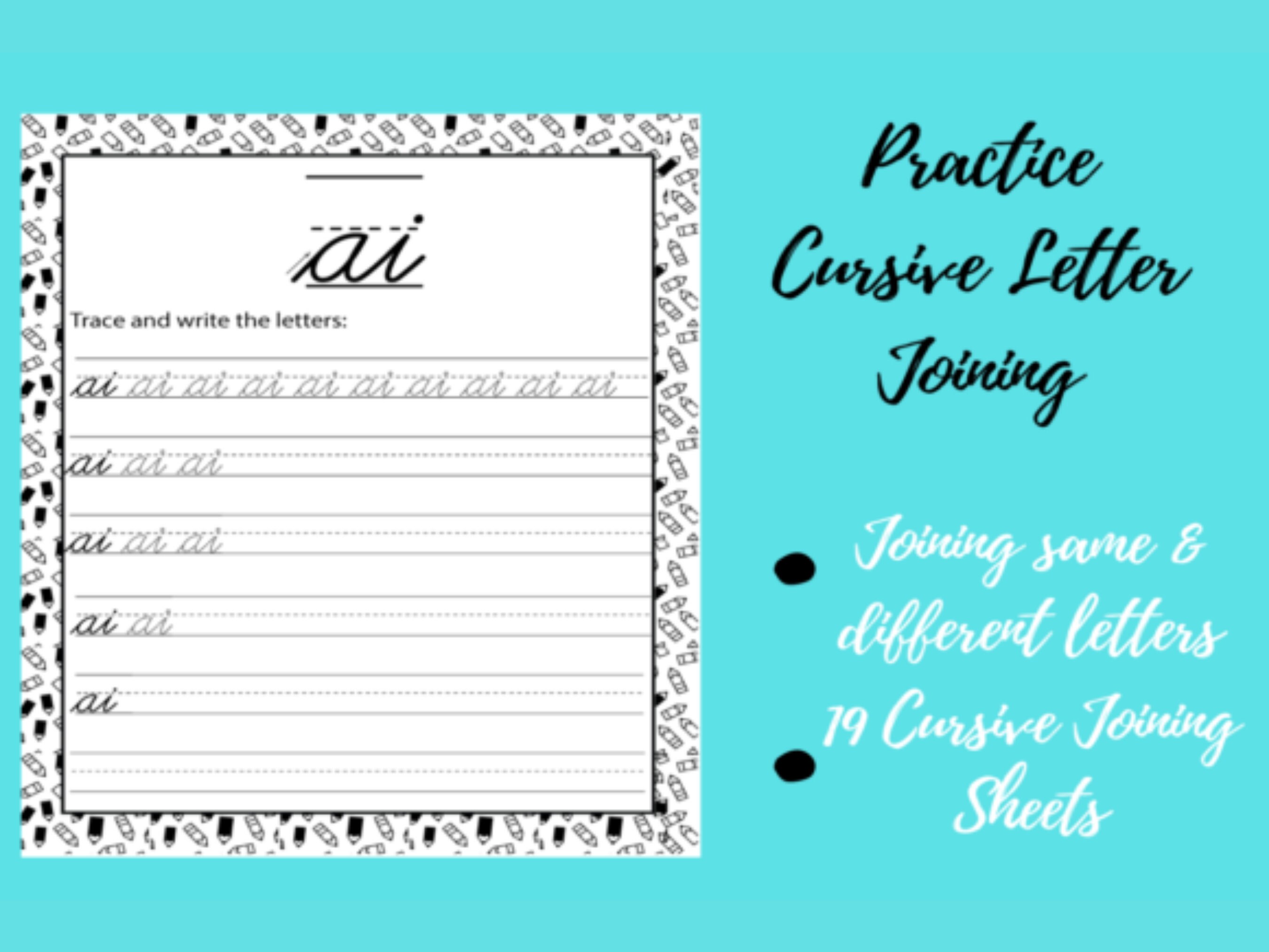 Printable American Cursive Handwriting Worksheets Practice Letters ...