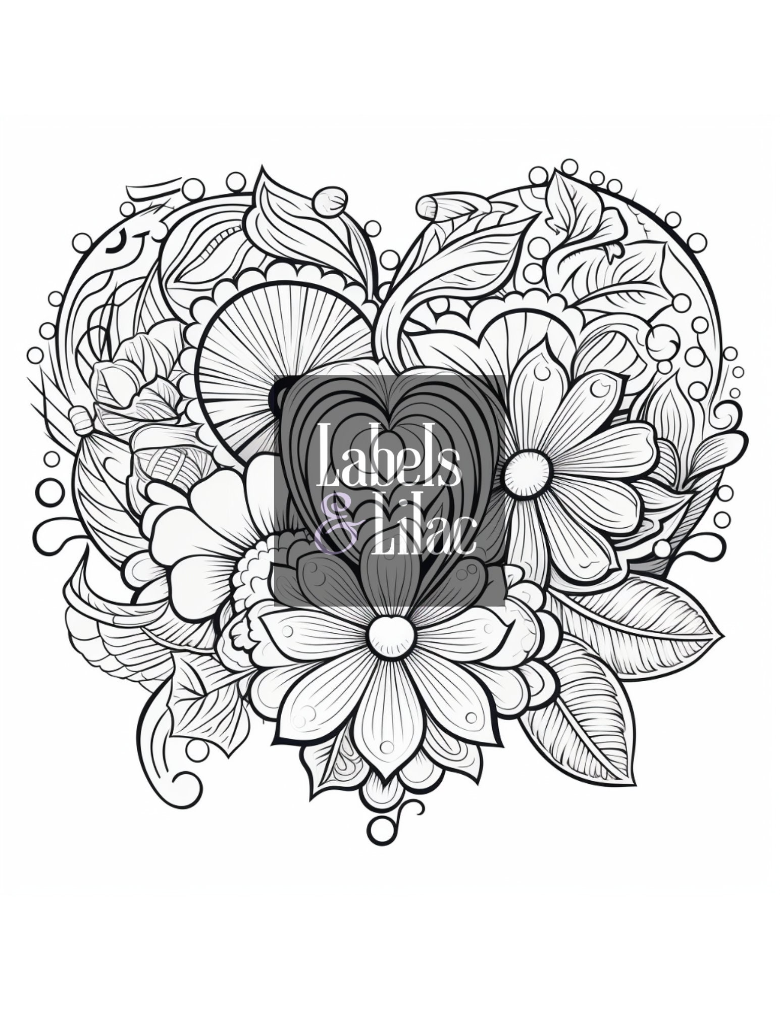 10 Heart Coloring Pages - PNG Files - Etsy