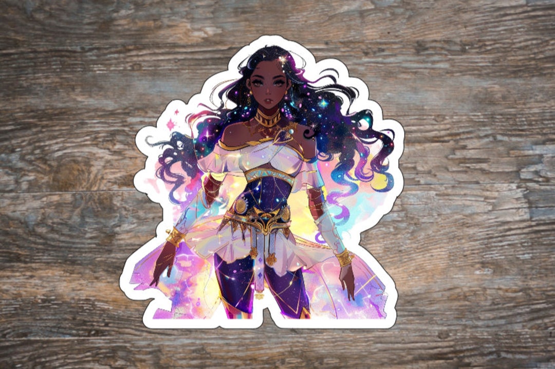 Galaxy Goddess Black Girl Matte Sticker - Etsy