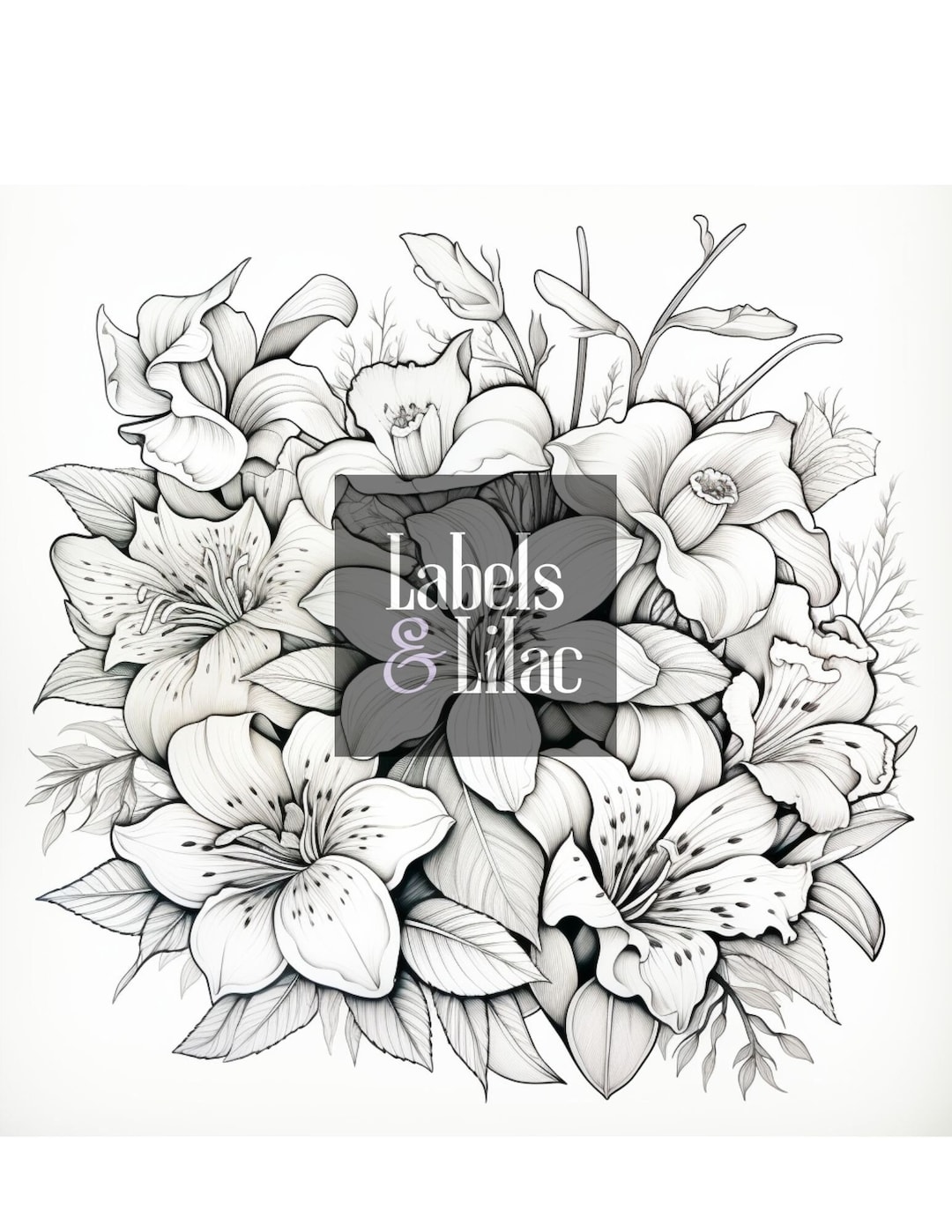 10 Flower Coloring Pages - PNG Files - Etsy