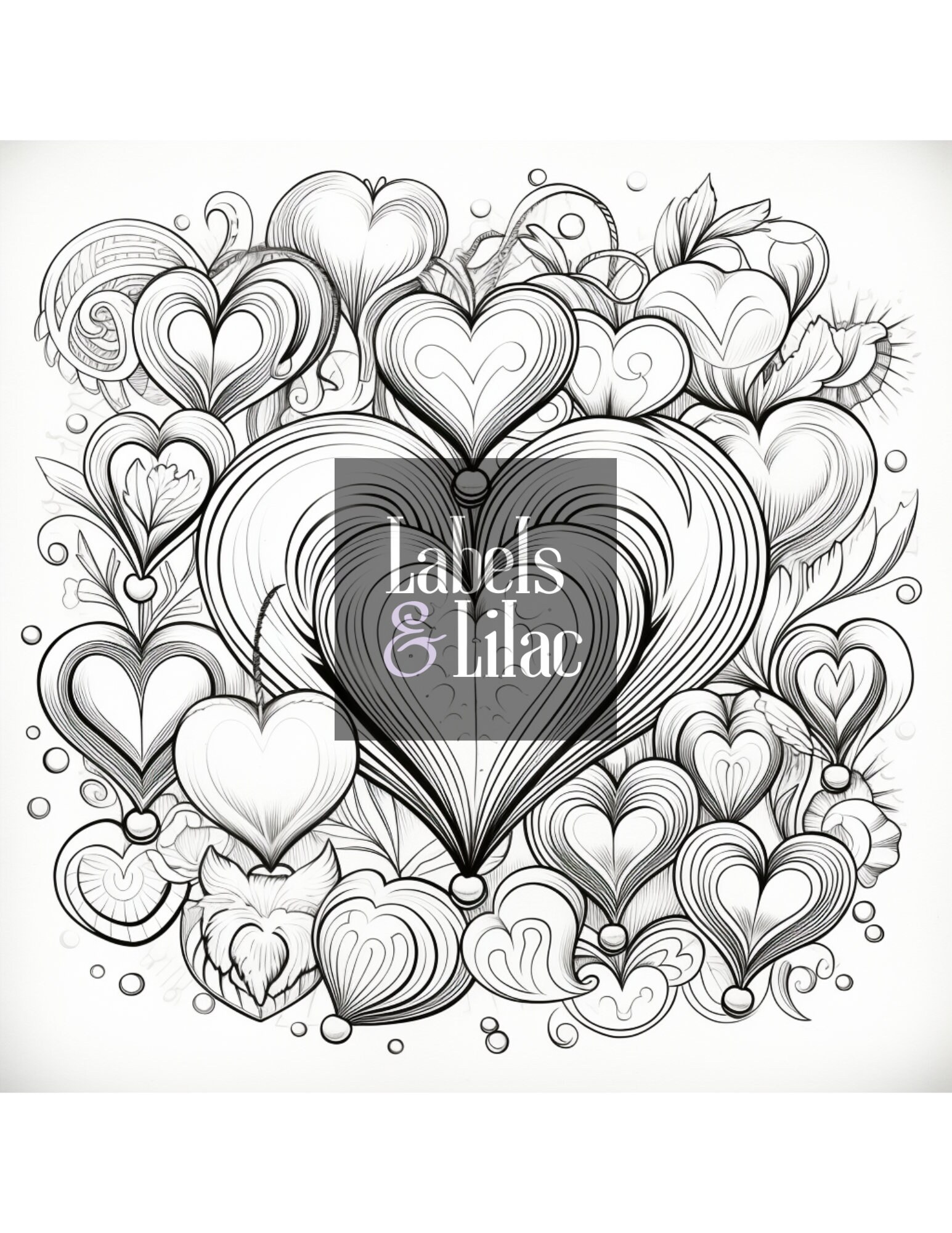 10 Heart Coloring Pages - PNG Files - Etsy