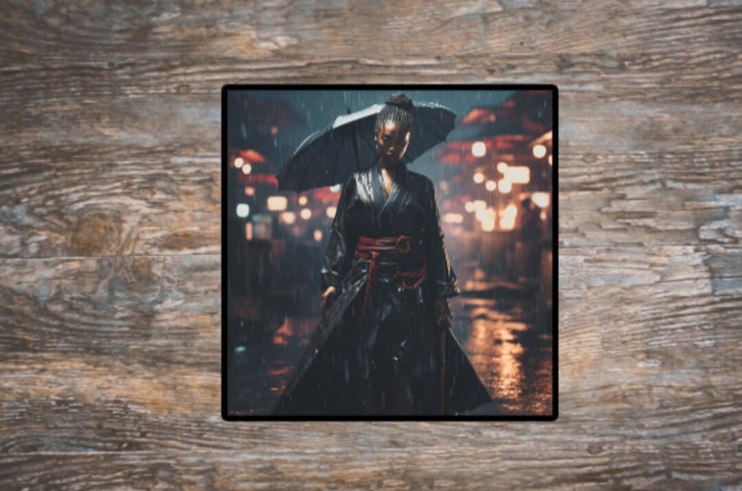 Black Samurai Girl Matte Sticker - Etsy