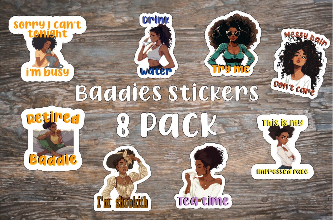 Pack of 8 Baddie Black Girl Matte Stickers - Etsy
