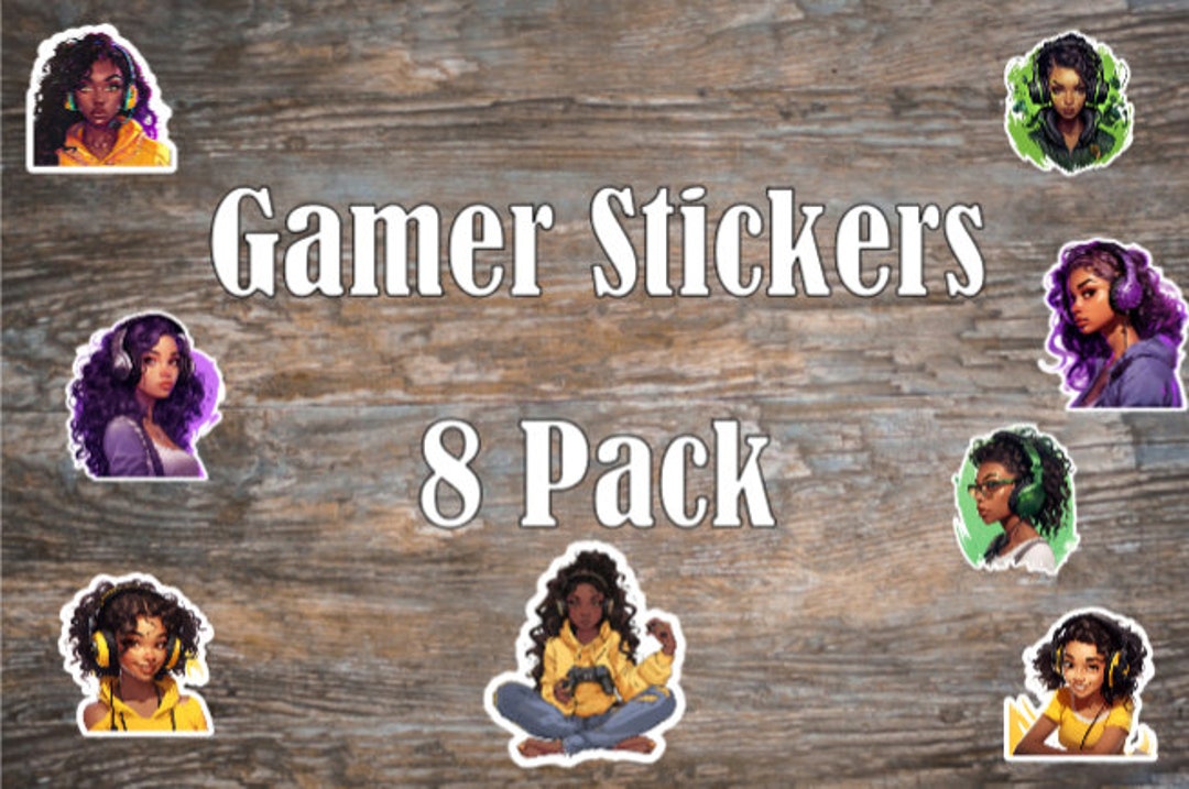 Pack of 8 Black Gamer Girl Matte Stickers - Etsy