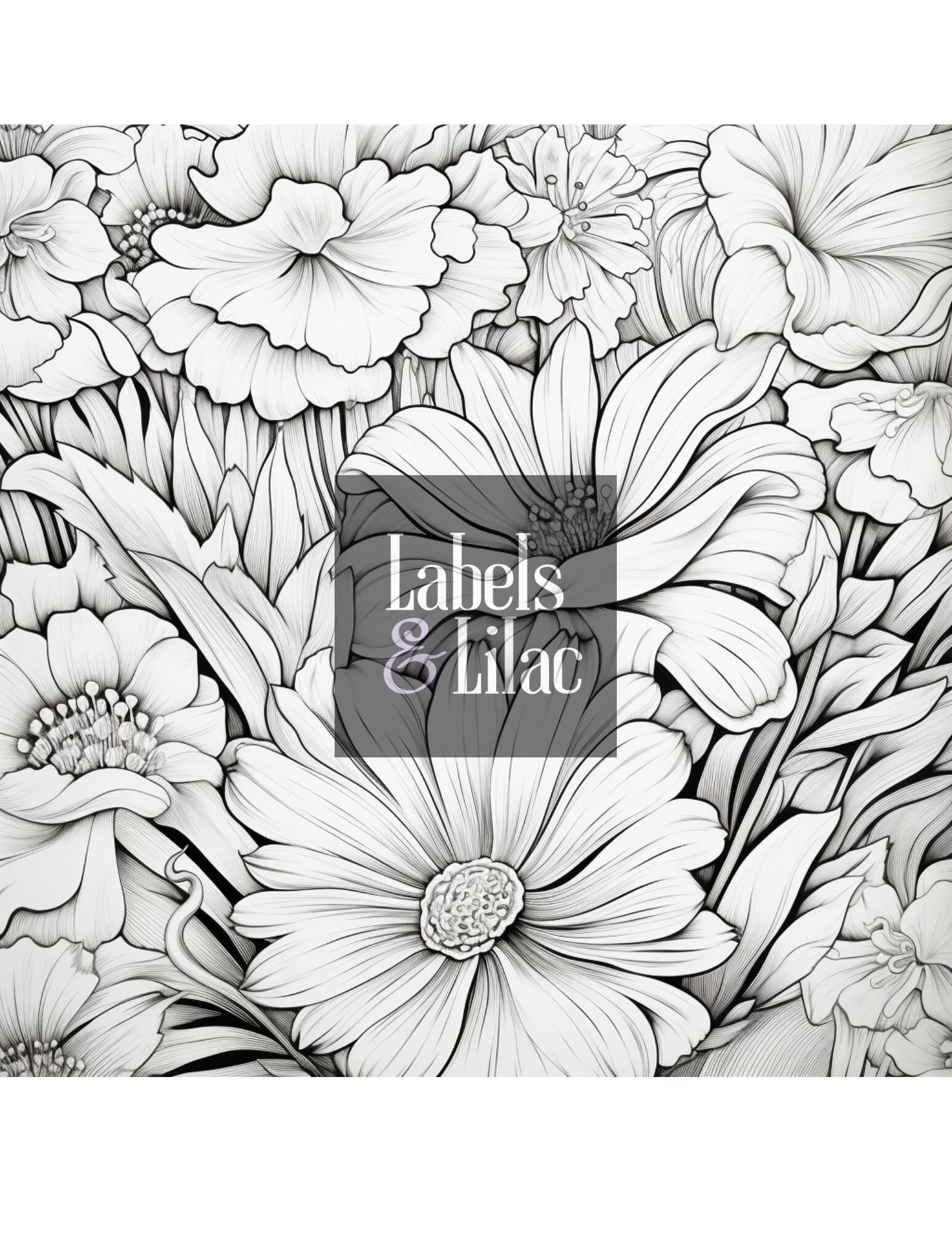 10 Flower Coloring Pages PNG Files - Etsy