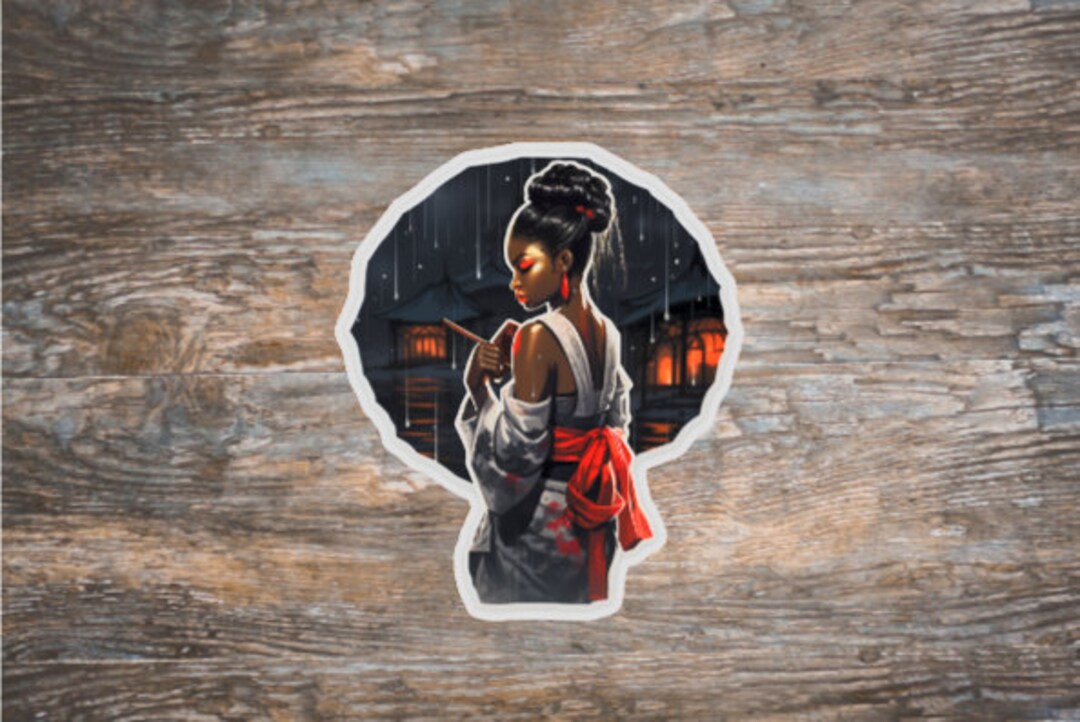 Black Samurai Girl Matte Sticker - Etsy