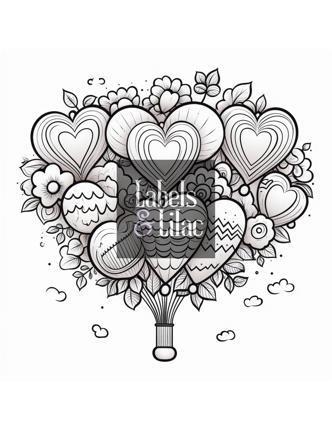 10 Heart Coloring Pages - PNG Files - Etsy