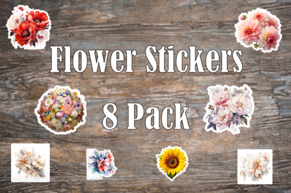 Pack of 8 Beautiful Floral Matte Stickers - Etsy
