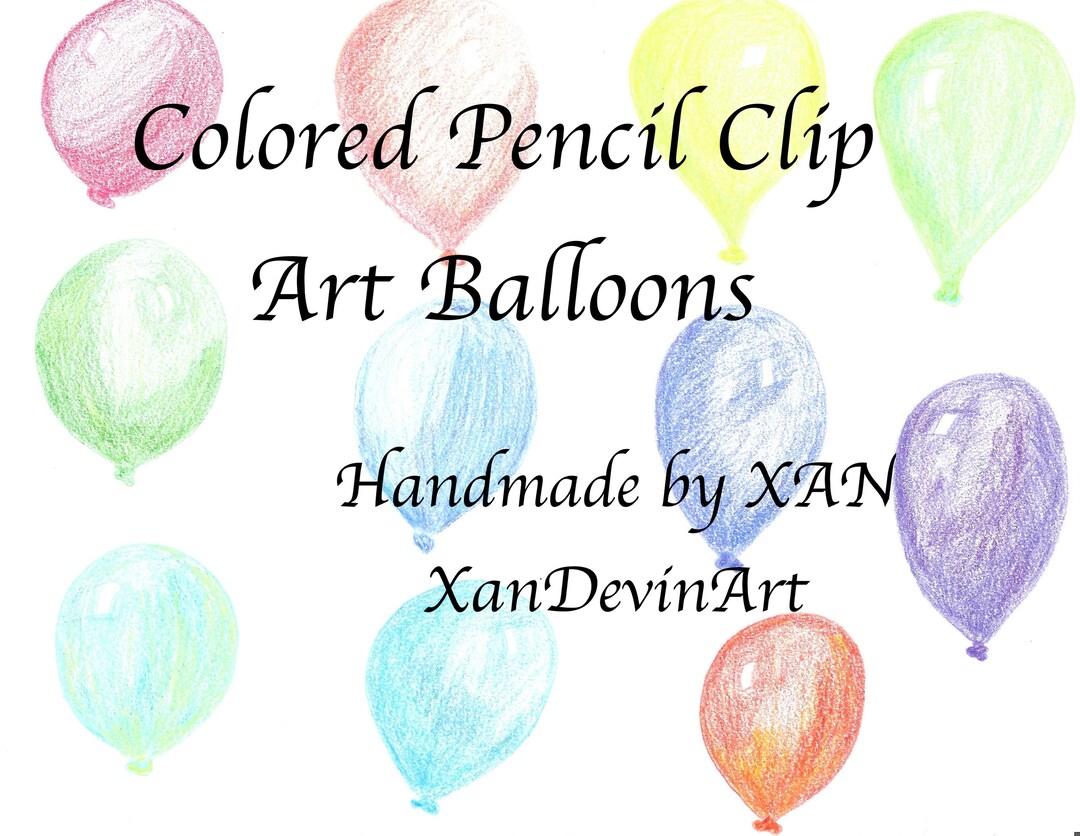 Colored Pencil Clip Art Balloons PNG Files - Etsy