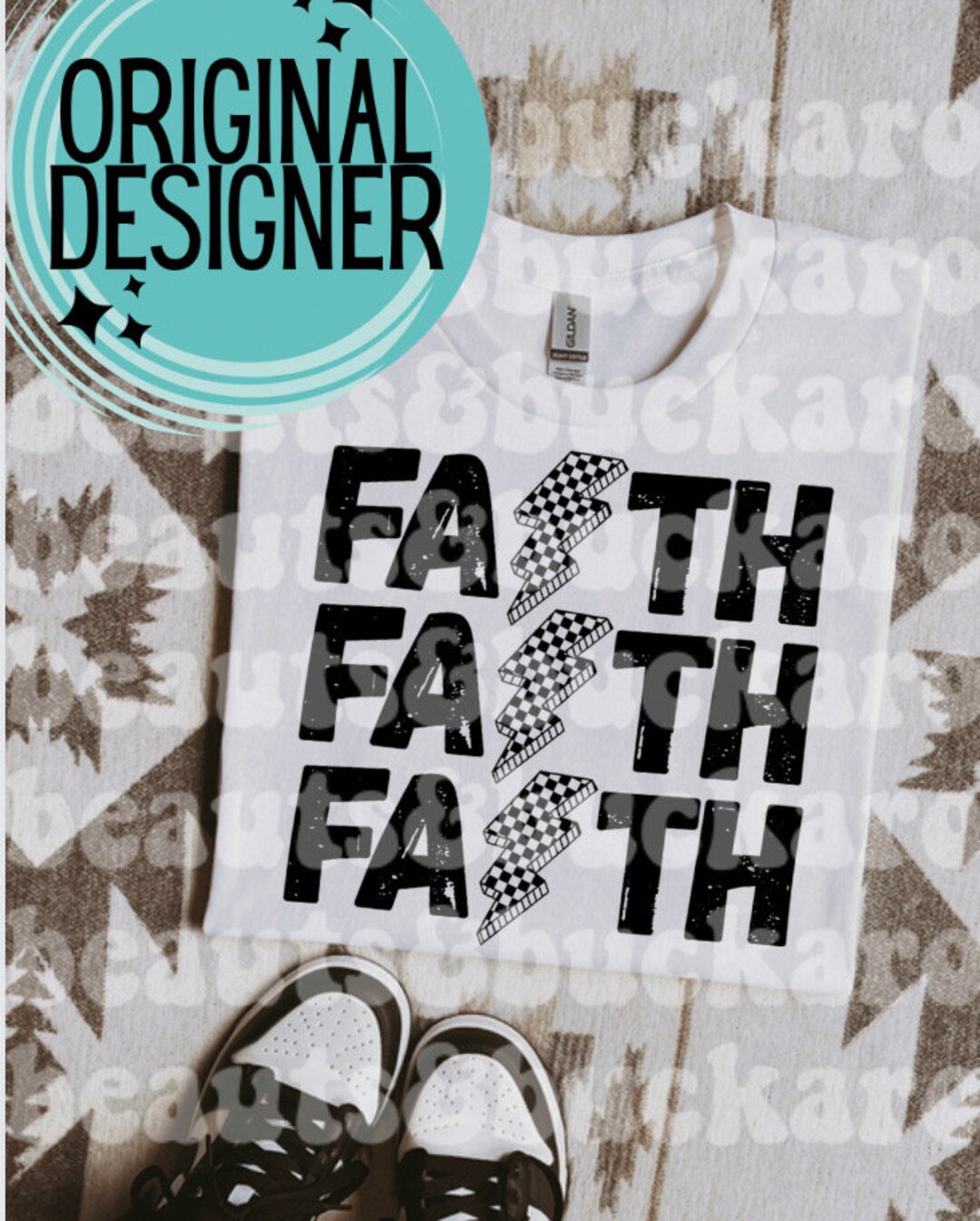 Checkered Lightning Bolt Retro Faith Png - Etsy