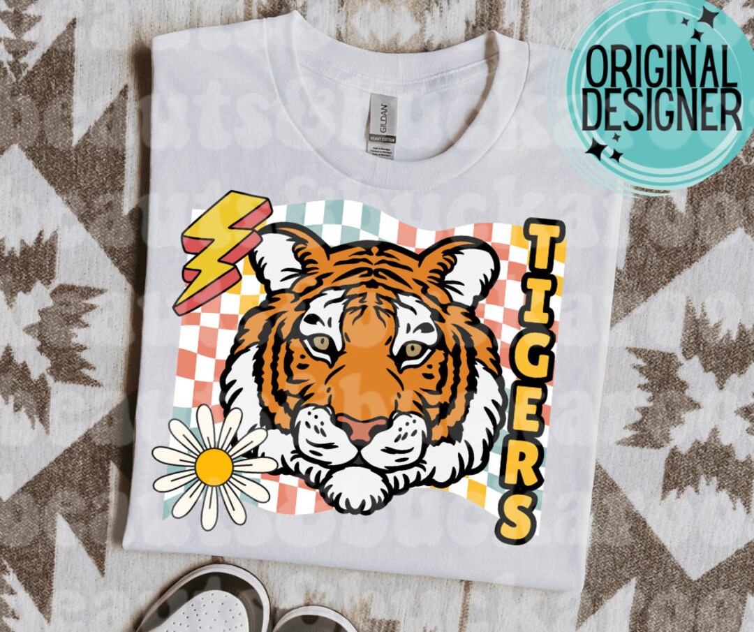 Tigers Retro Groovy Trendy Checkered Team Mascot Sports Pride Png - Etsy
