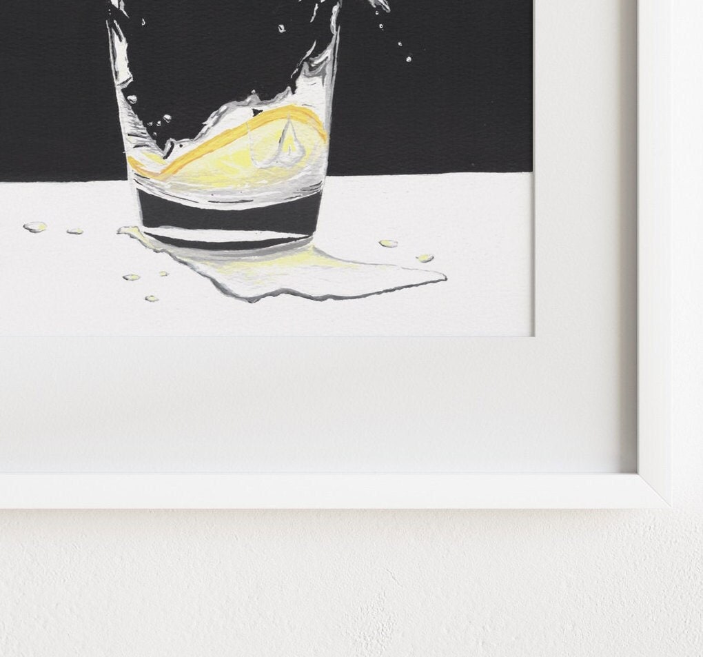 Realistic Water Splash Cocktail Gouache Painting, Realistic Gouache ...