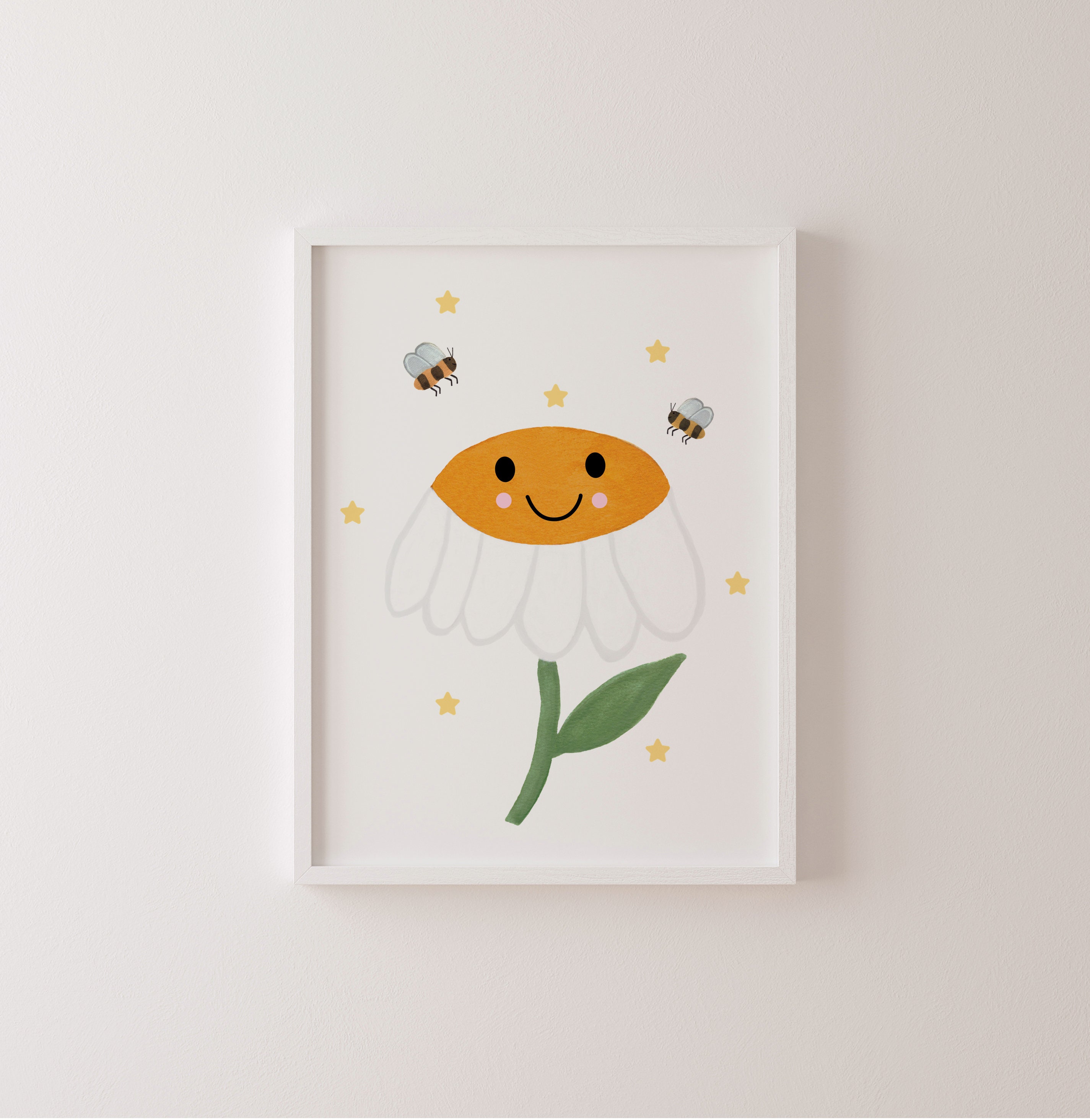 Printable Whimsical Daisy & Bees Poster Nursery Room Decor Customizable ...