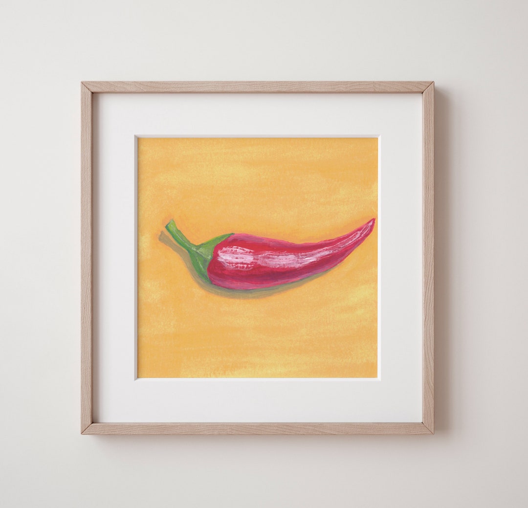 Realistic Chili Pepper Gouache Painting, Chili Illustration Art, Food ...