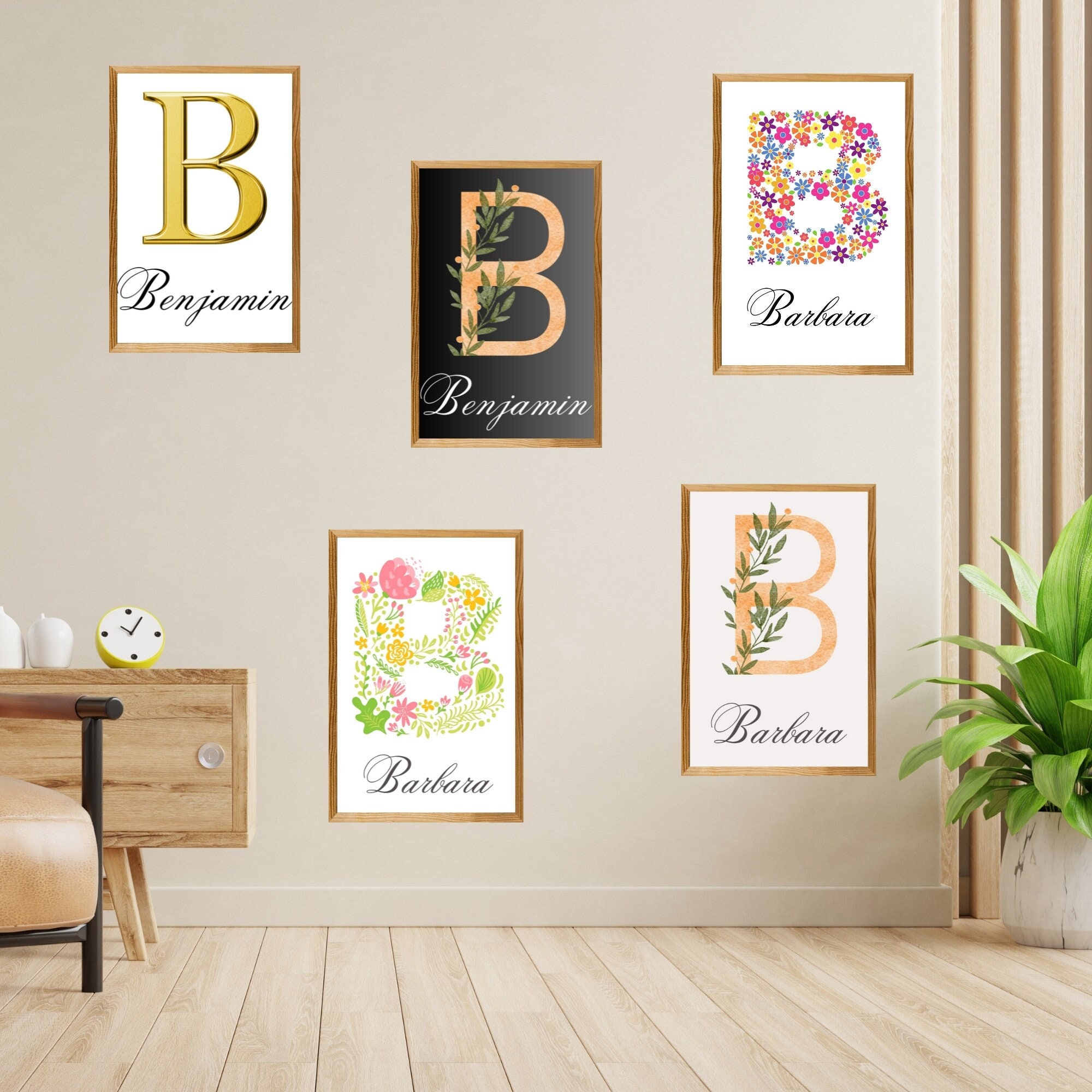 First Name Initial Name Printable Set of 5 Initiale Nursery - Etsy