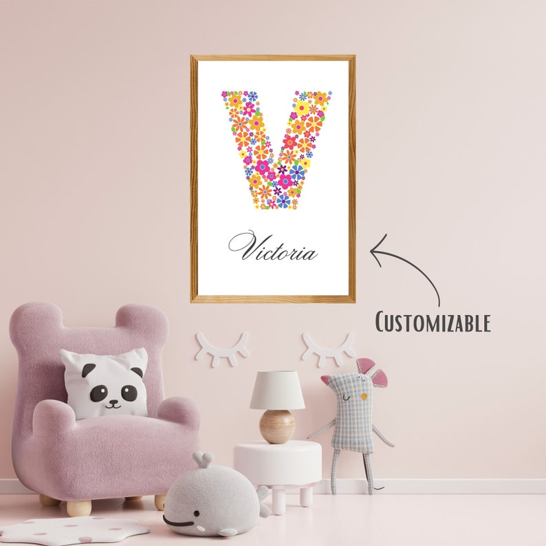 First Name Initial Name Printable Set of 6 Initiale Nursery - Etsy