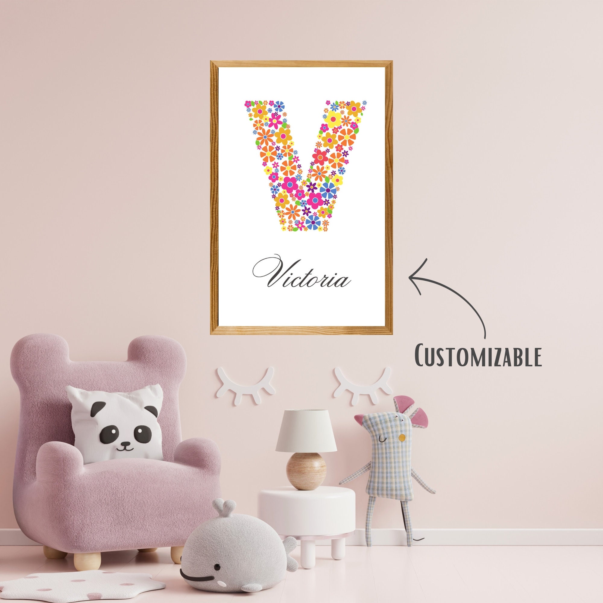 First Name Initial Name Printable Set of 6 Initiale Nursery - Etsy