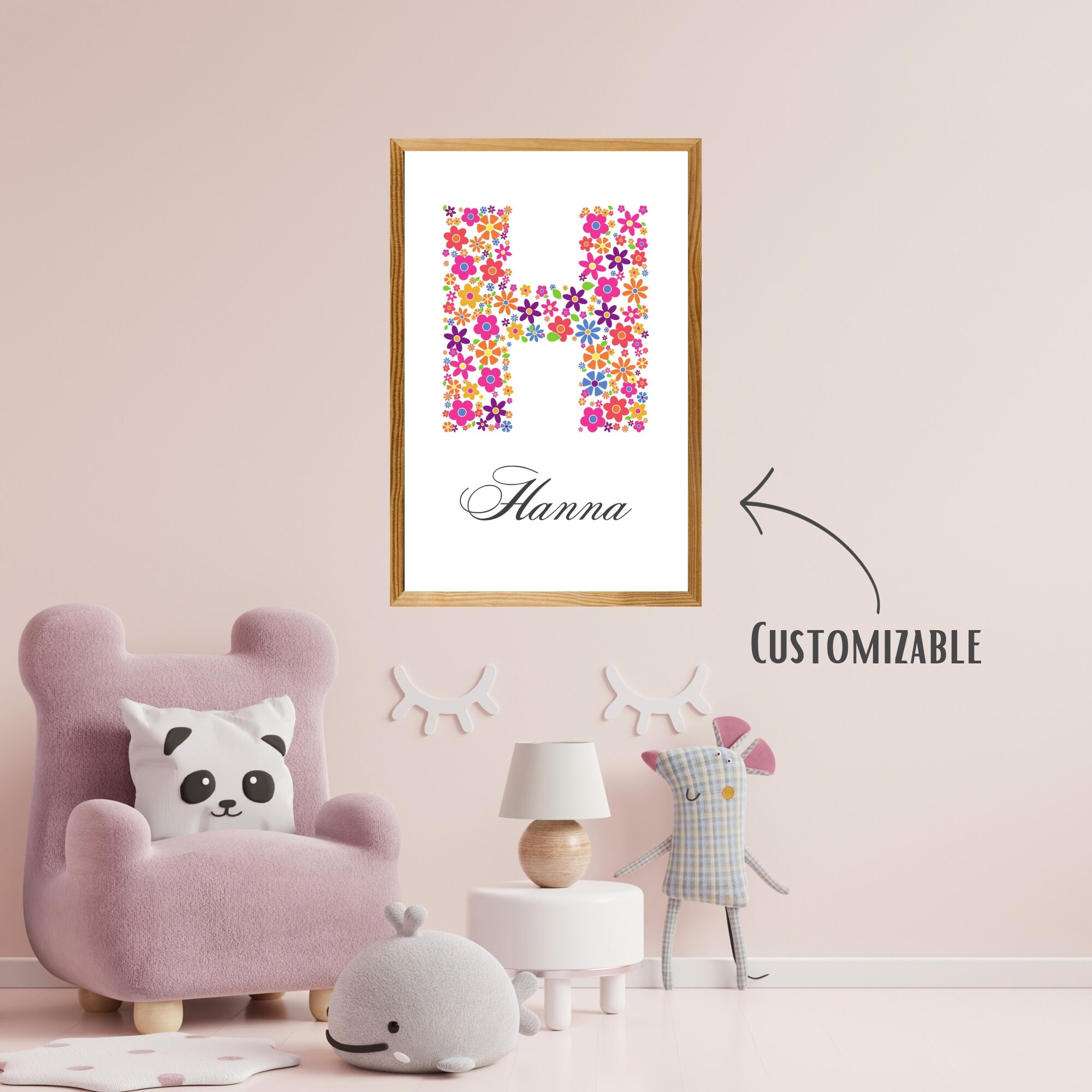 First Name Initial Name Printable Set of 6 Initiale Nursery - Etsy