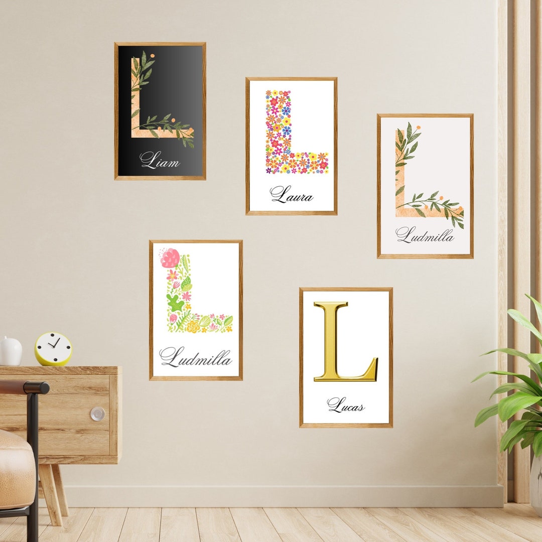 First Name Initial, Name Printable Set of 5, Initiale, Nursery Name ...