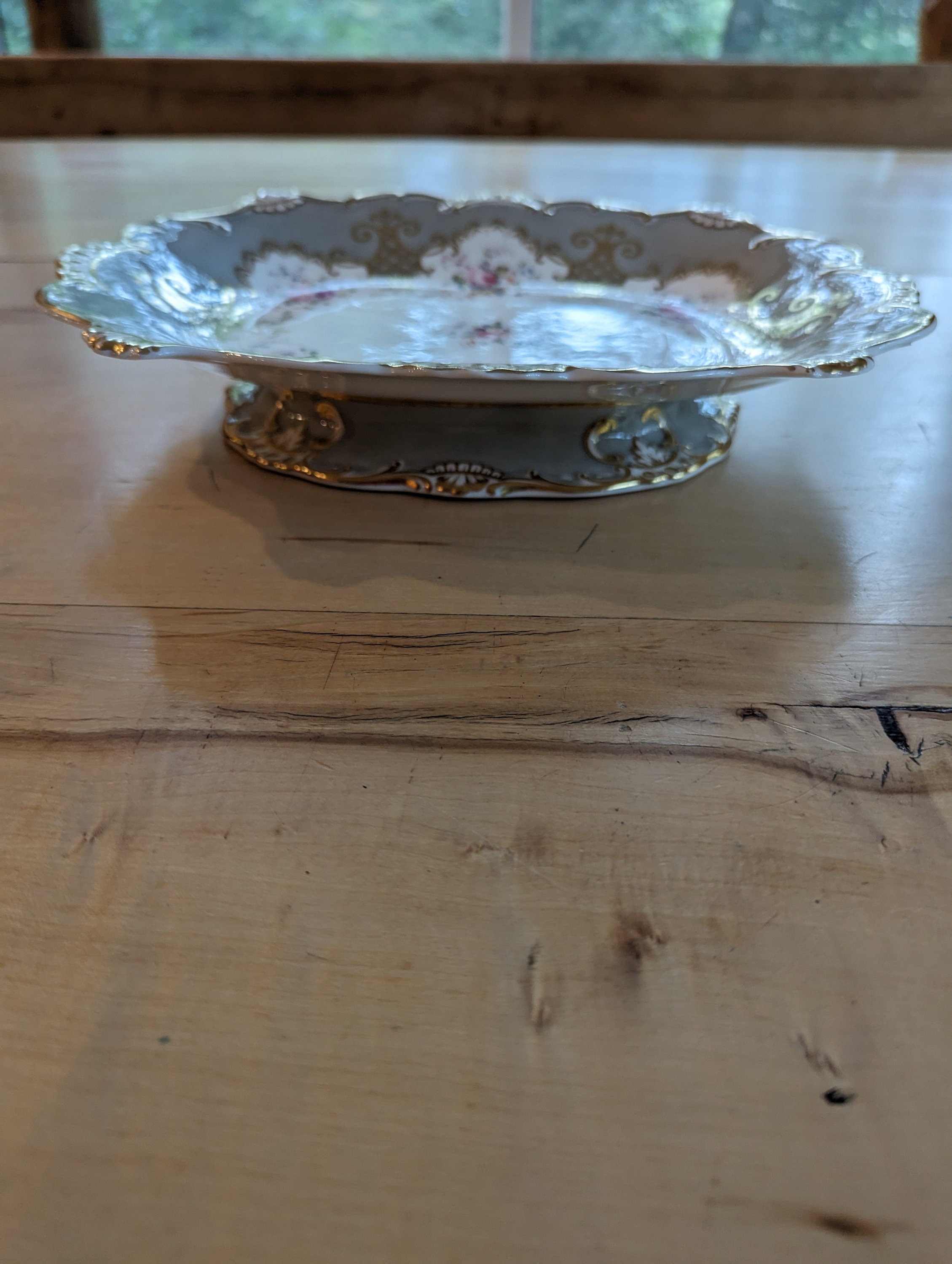 Antique English Rockingham Footed Cake Dish, Footed Floral Rockingham ...