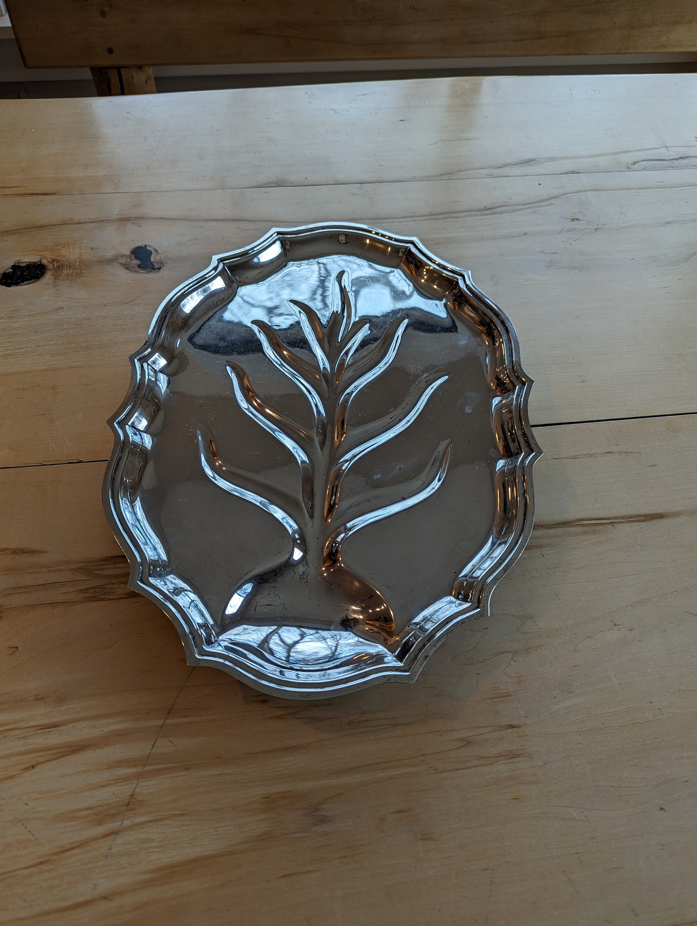 Vintage Chippendale Silver Plate Footed Meat Platter Silverplate Tray ...