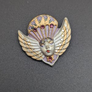 Hand Painted Signed Adagio Face Sculpted Brooch Art Deco Style - Etsy