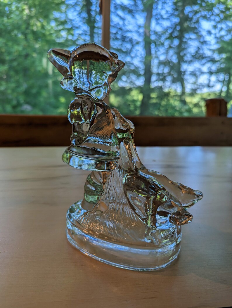 Vintage Glass Girl With Goose Figurine, L. E Smith Glass Hummel Style ...