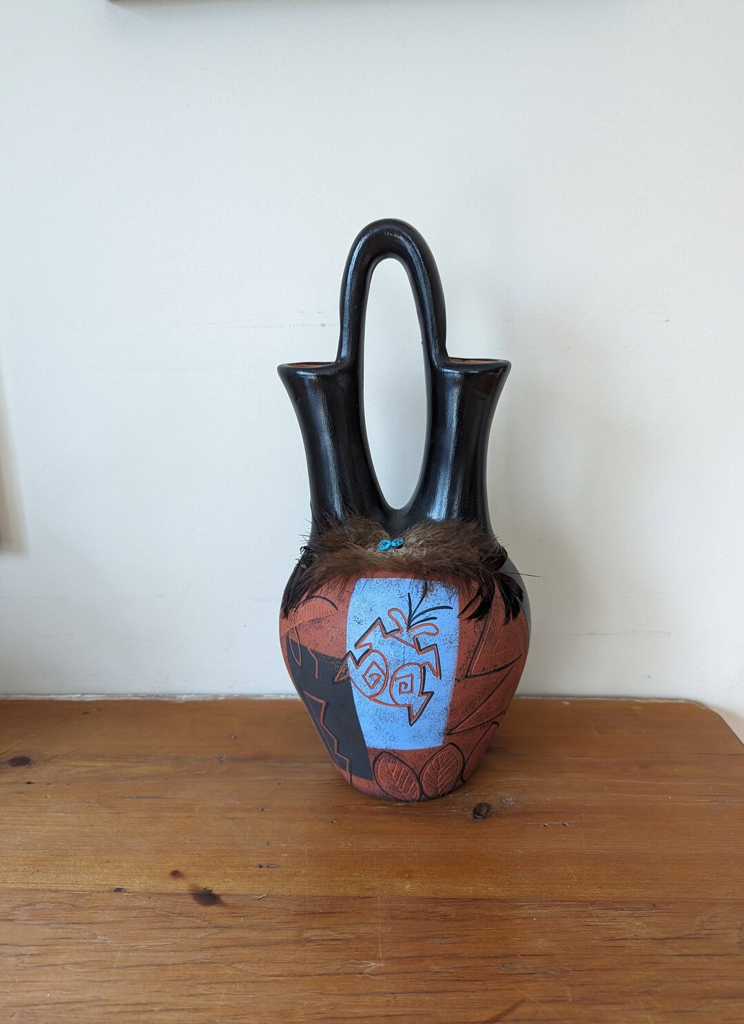 Signed Tall Native American Red Ware Pottery, Native American Wedding ...