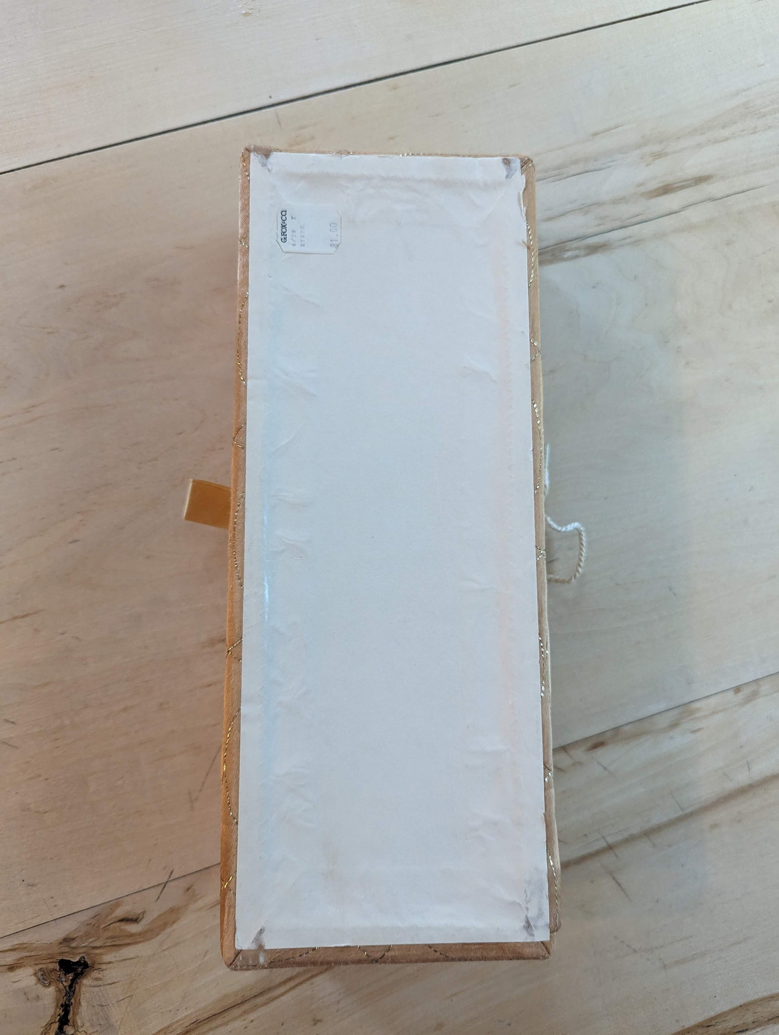 Quilted Vintage Glove Box, Quilted Sating Peach Rectangular Storage Box ...