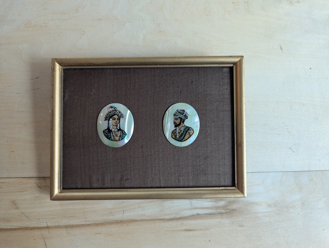 Vintage Miniature Handpainted Abalone Shell Miniature Paintings on Bone ...