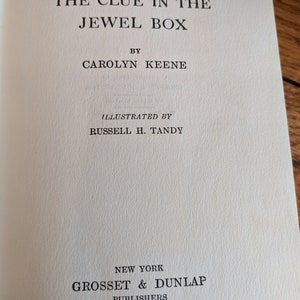 1943 Nancy Drew Book #20 Clue in the Jewel Box by Caroly Keene, Grosset ...