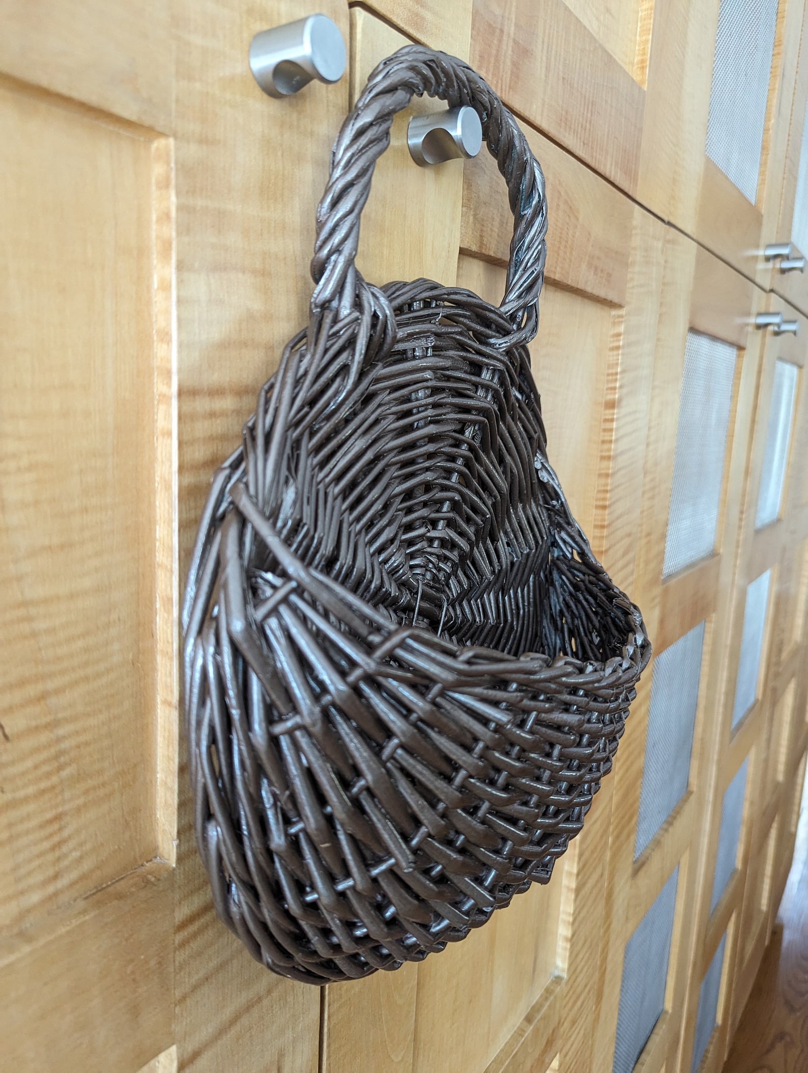 Vintage Hanging Basket, Wall Hanging Wicker Brown Basket, Hanging ...