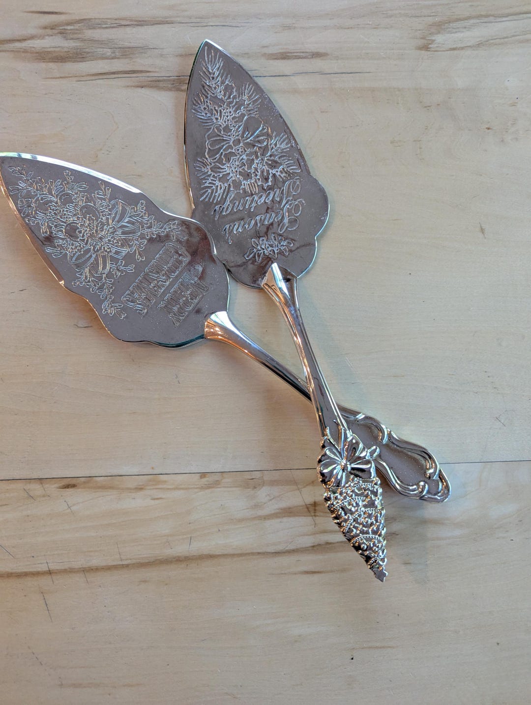 Vintage Silverplate Christmas Cake and Pie Server,made in Italy, Ornate ...