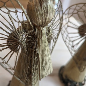 Vintage Set of Two Hand Made Corn Husk Angels Praying, Primitive Gold ...