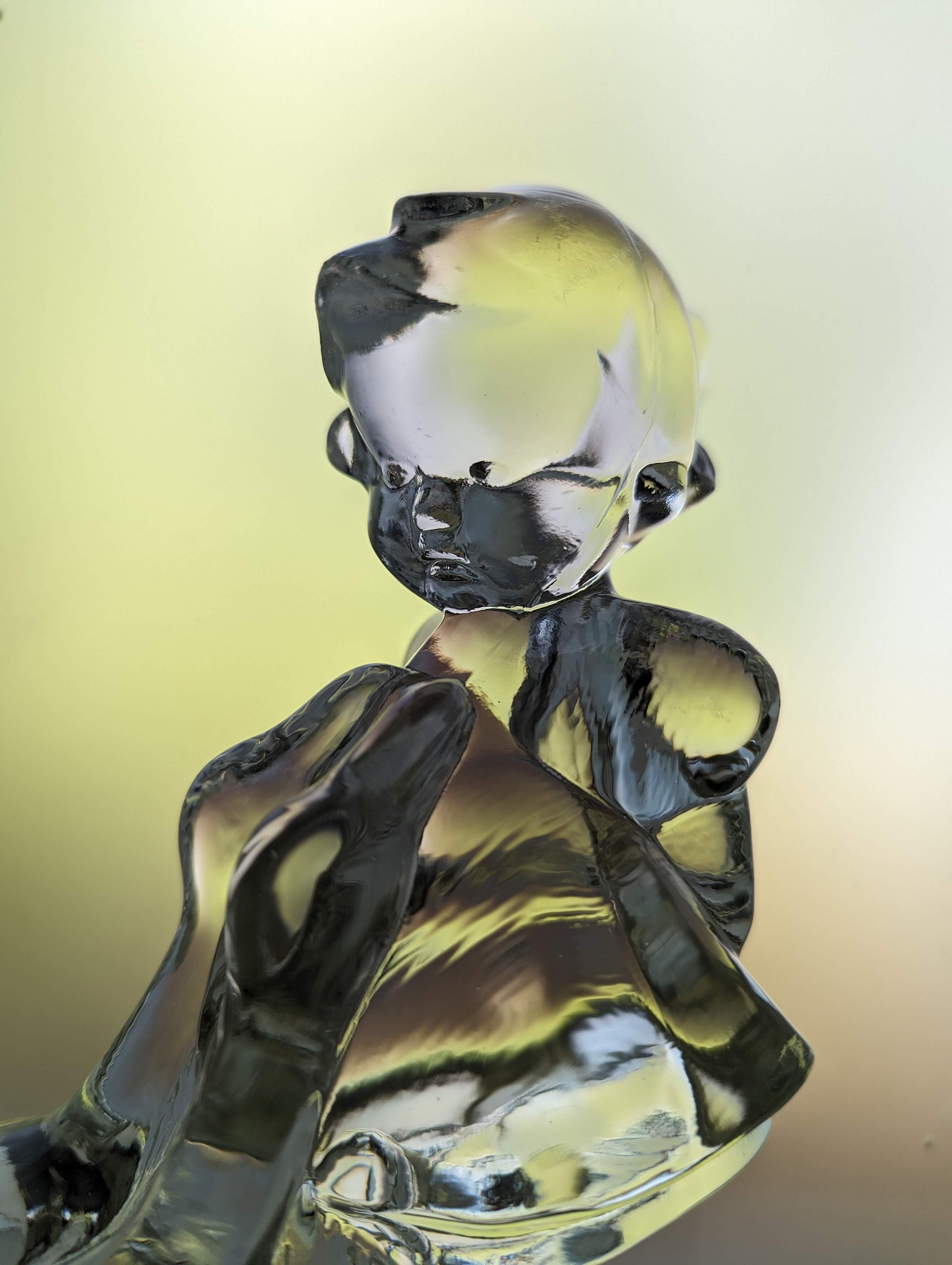 Vintage Glass Girl With Goose Figurine, L. E Smith Glass Hummel Style ...