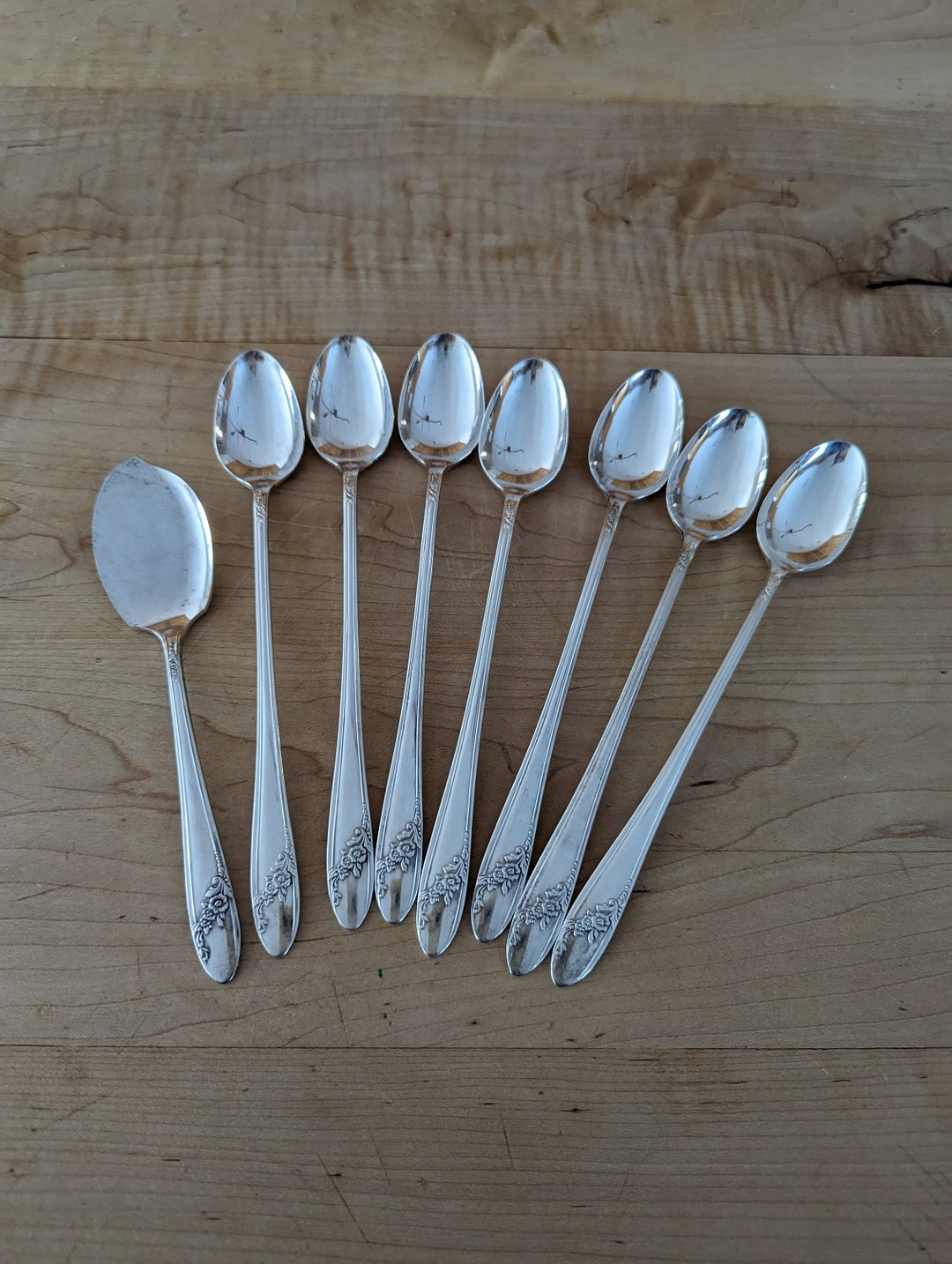Vintage Ice Teaspoon Set Tudor Plate Oneida Community Set of 8 Queen ...