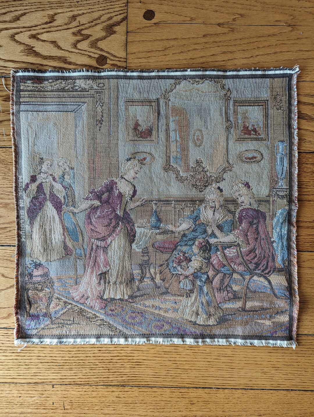 Vintage Belgian Tapestry Wall Hanging, Salon Ladies 20 X 19.5 Gobelins ...