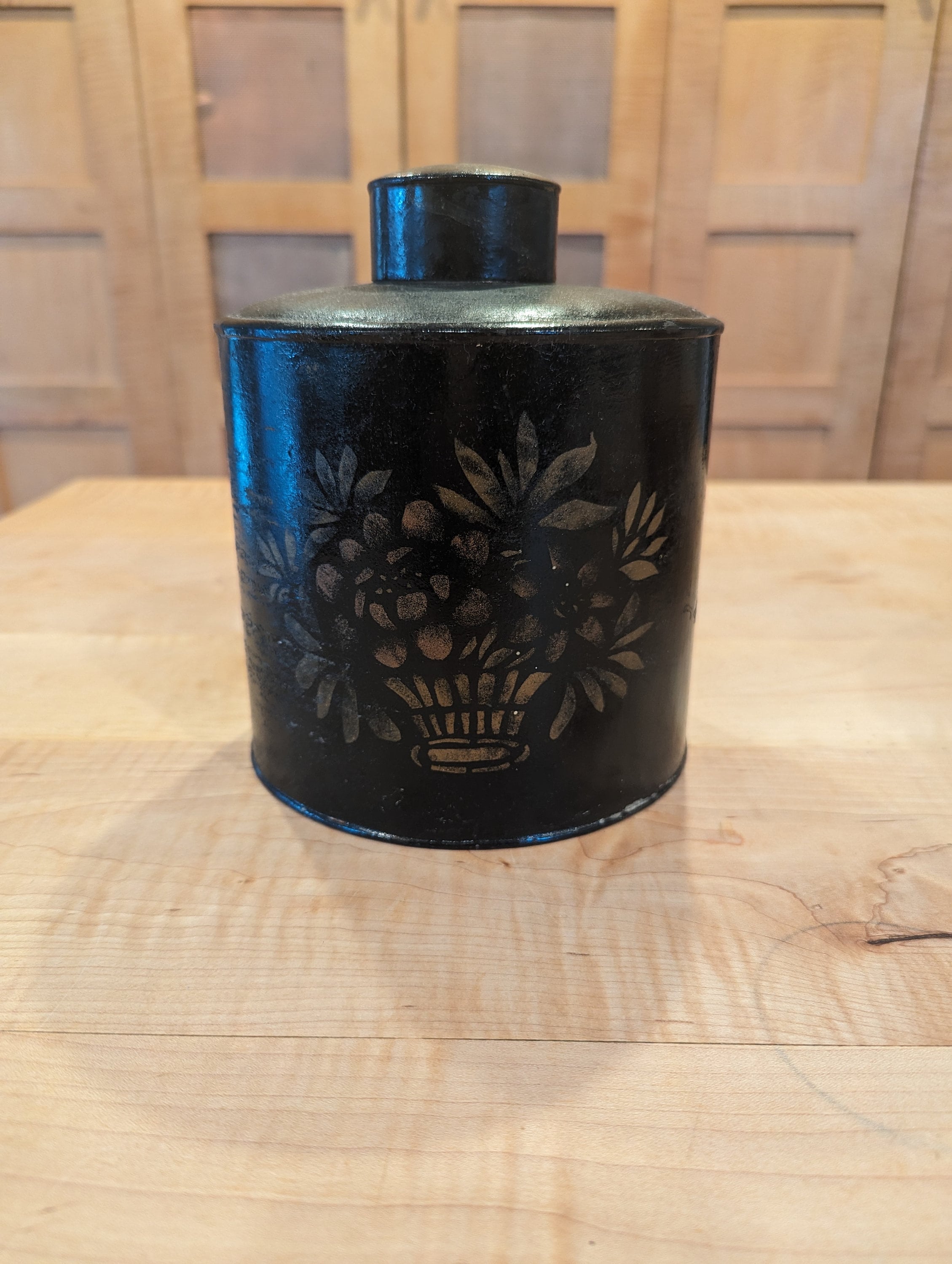 Antique Tole Tea Tin Canister With Lid, Vintage Toleware Tea Caddy - Etsy