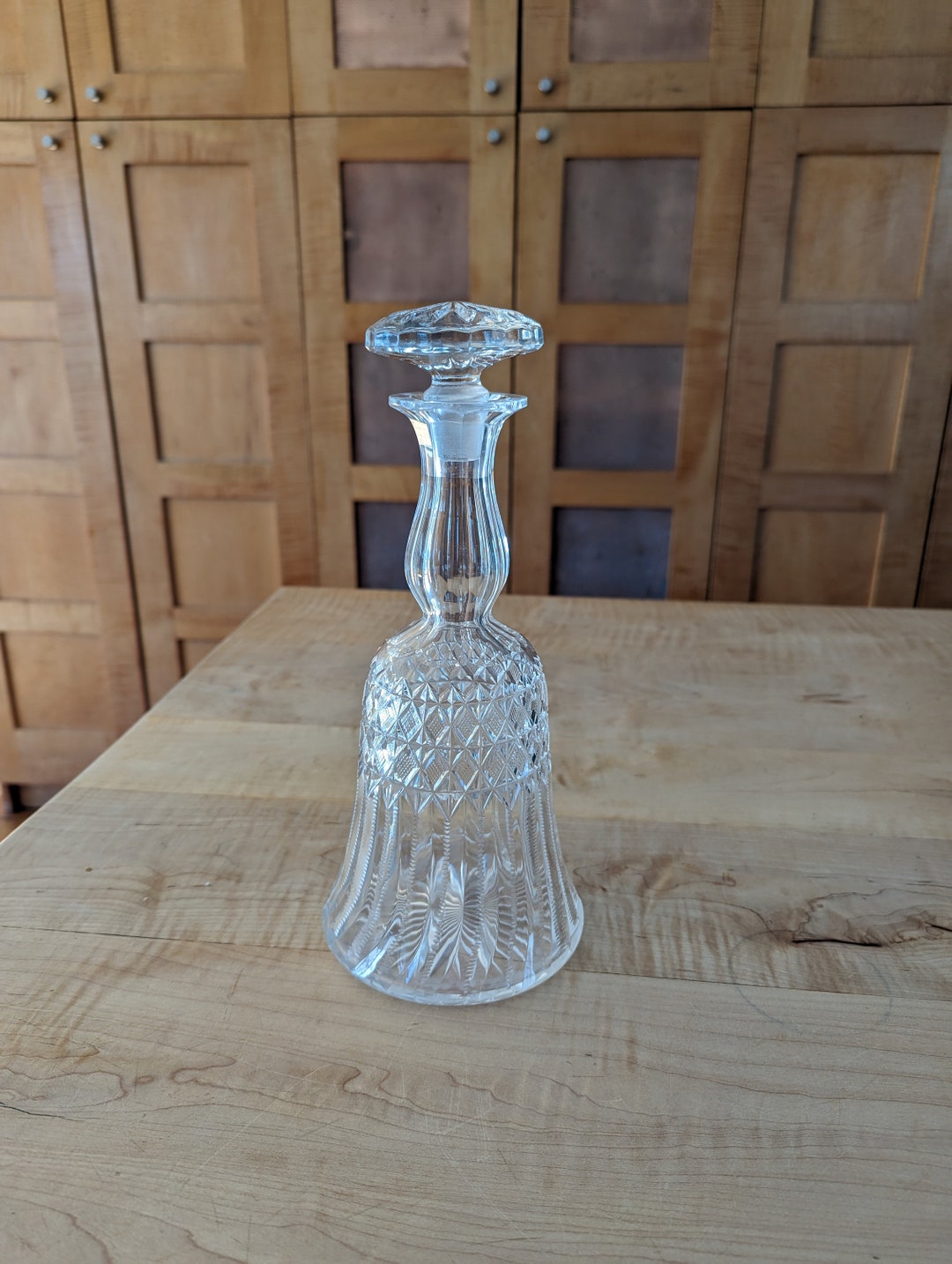 Antique Bell Shaped Crystal Decanter With Stopper, Cut Glass Decanter ...