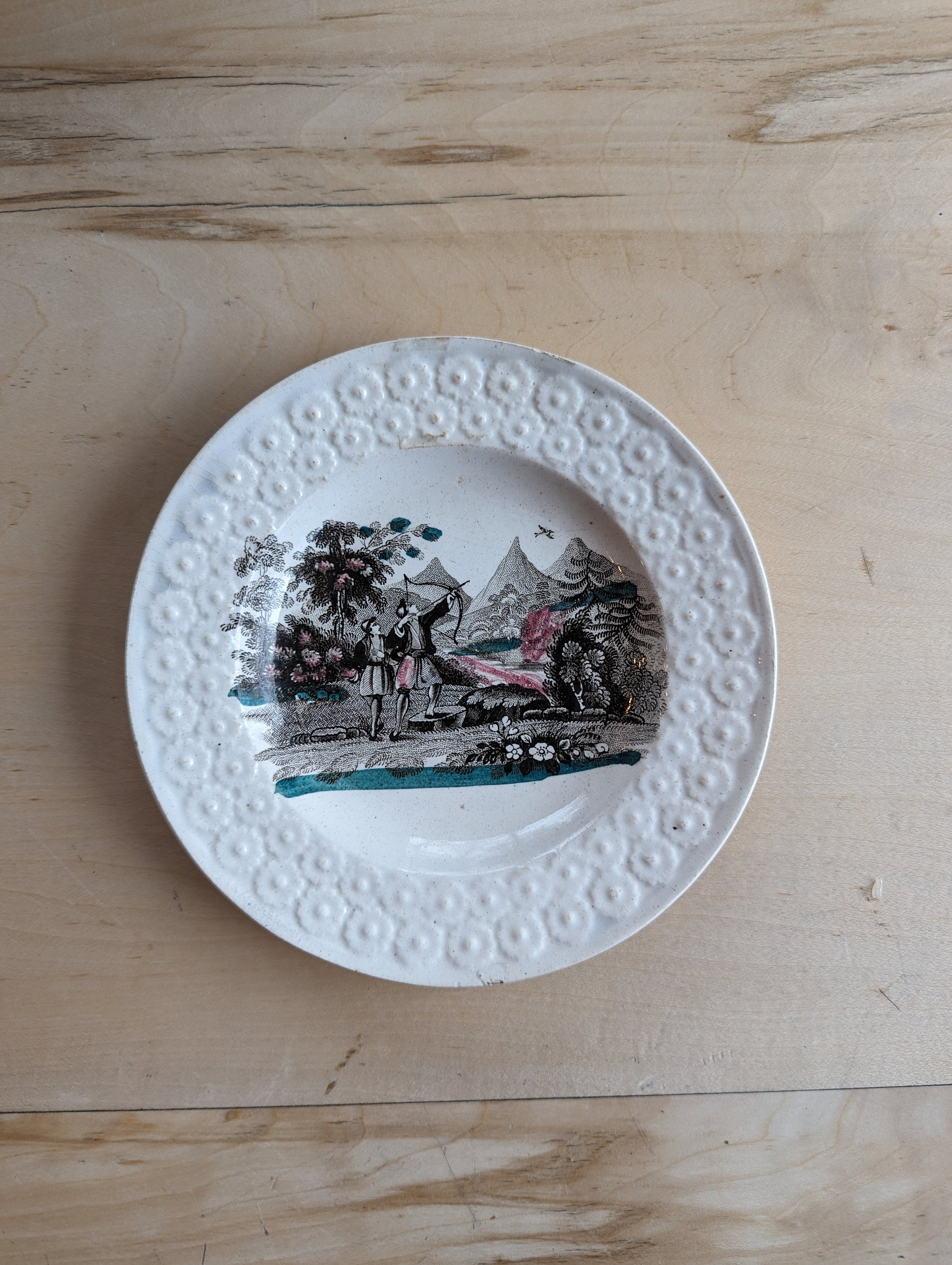 Antique Victorian Plate Hunting Scene, 19th Century English Child's ...