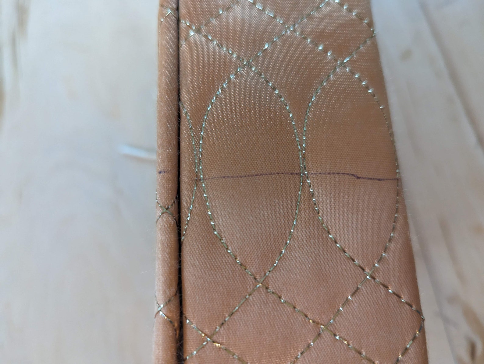 Quilted Vintage Glove Box, Quilted Sating Peach Rectangular Storage Box ...