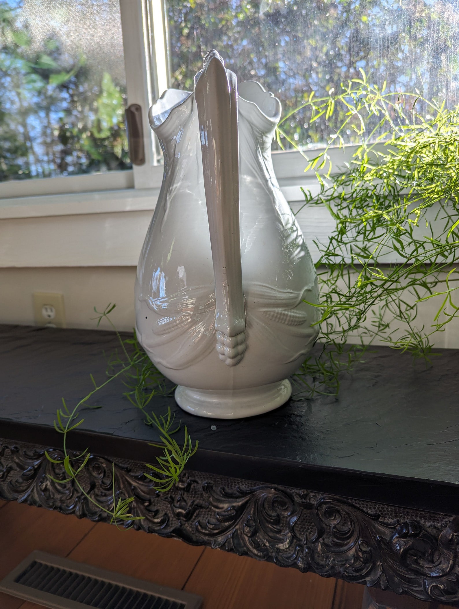 Large Antique White Davenport Ironstone Pitcher With Corn and Oats ...