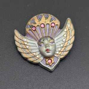 Hand Painted Signed Adagio Face Sculpted Brooch Art Deco Style - Etsy
