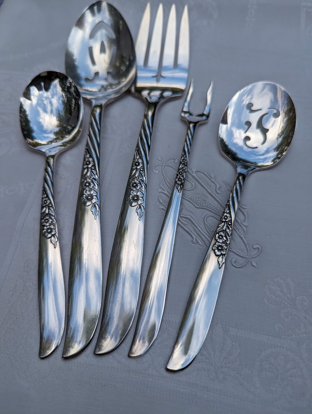 Wm A Rogers Oneida Silver Plate 5 Piece Serving Set, Always Wildwood ...