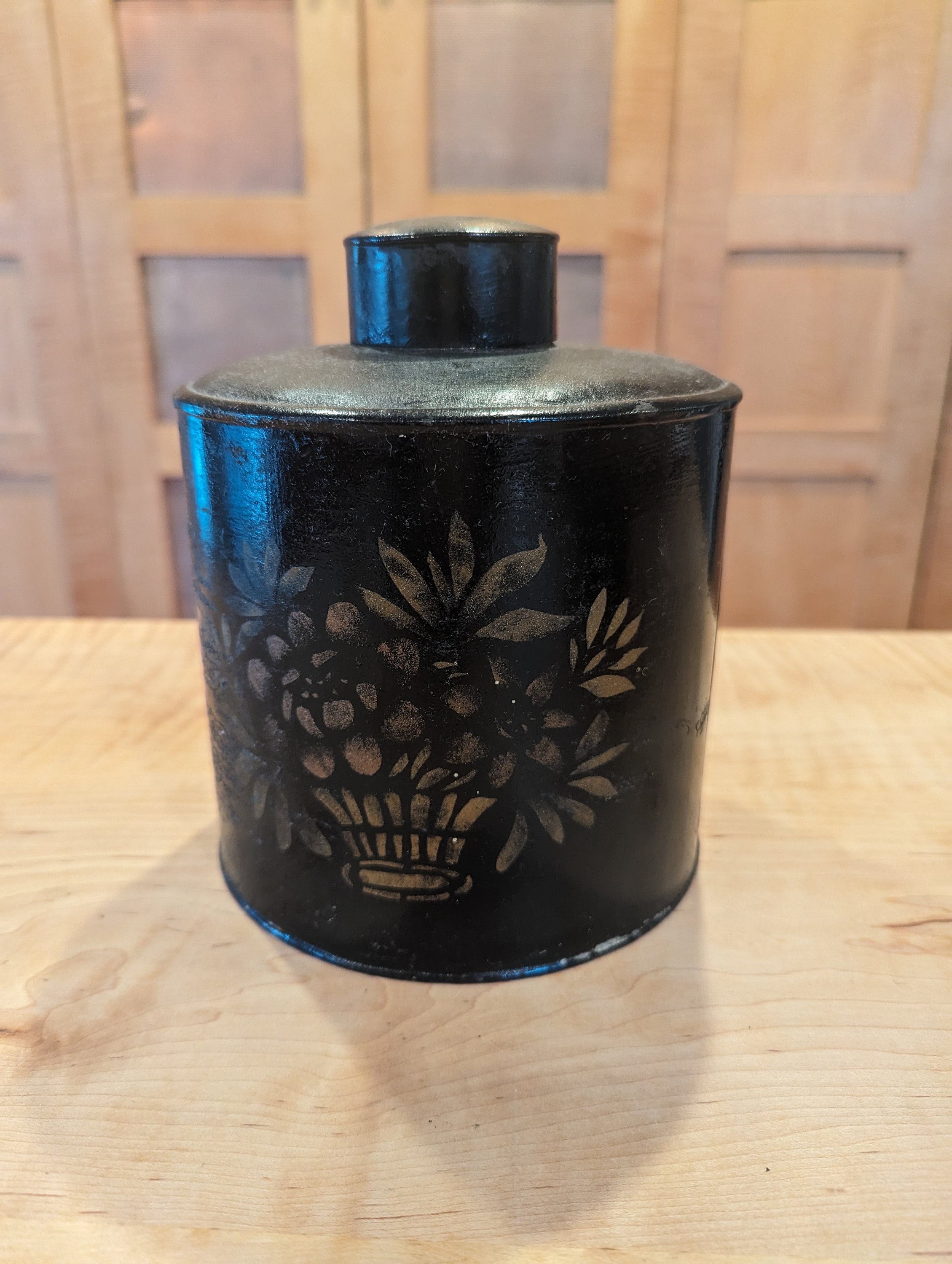 Antique Tole Tea Tin Canister With Lid, Vintage Toleware Tea Caddy - Etsy
