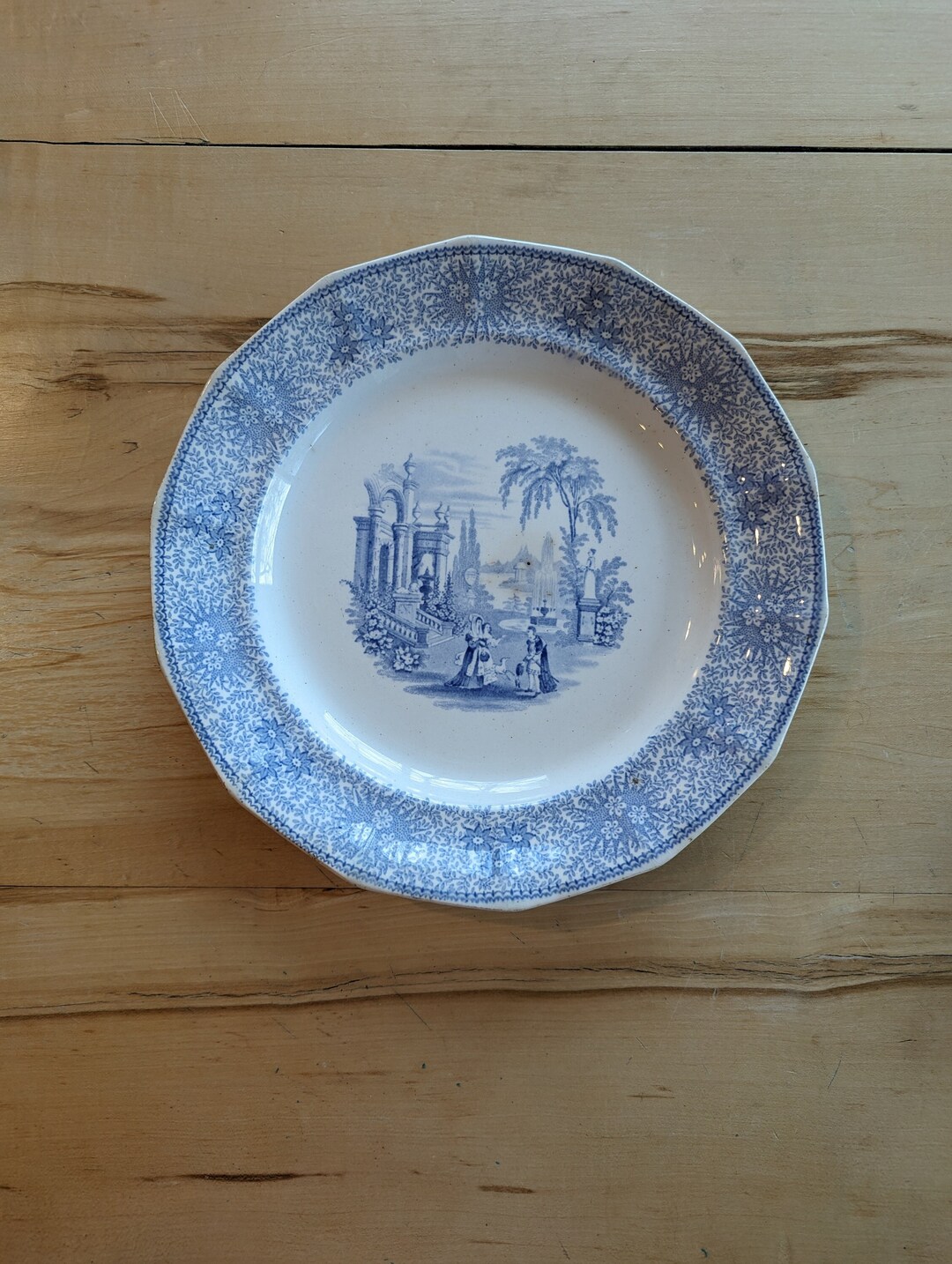 Antique William Adams and Sons Blue Transferware Plate, Blue and White ...